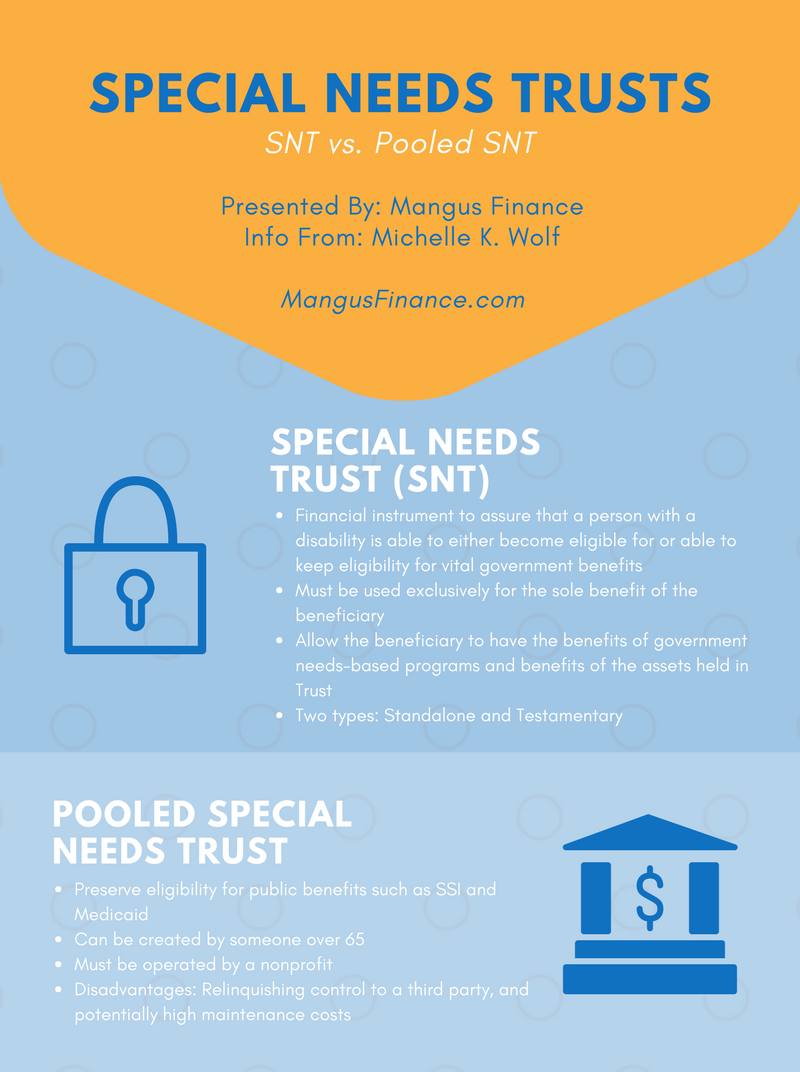 Mangus Finance: Special Needs Trusts - SNT vs Pooled Infographic Mangus Finance: Special Needs Trusts - SNT vs Pooled Infographic
